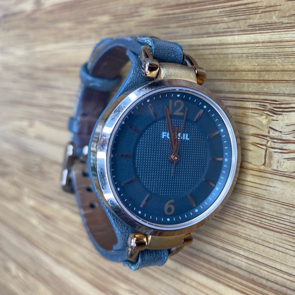 Fossil | Jewelry | Fossil Georgia Smoke Leather Banded Watch | Poshmark